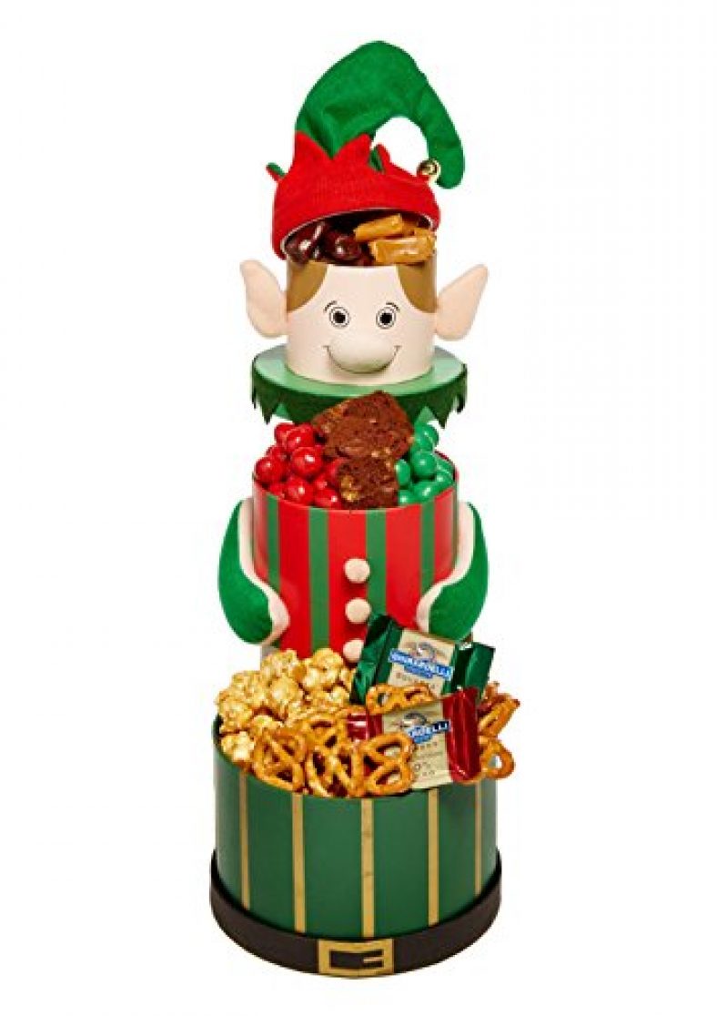 Elf CHRISTMAS GIFT BASKET 3 Tiered Tower Filled With Delectable & Yummy ...