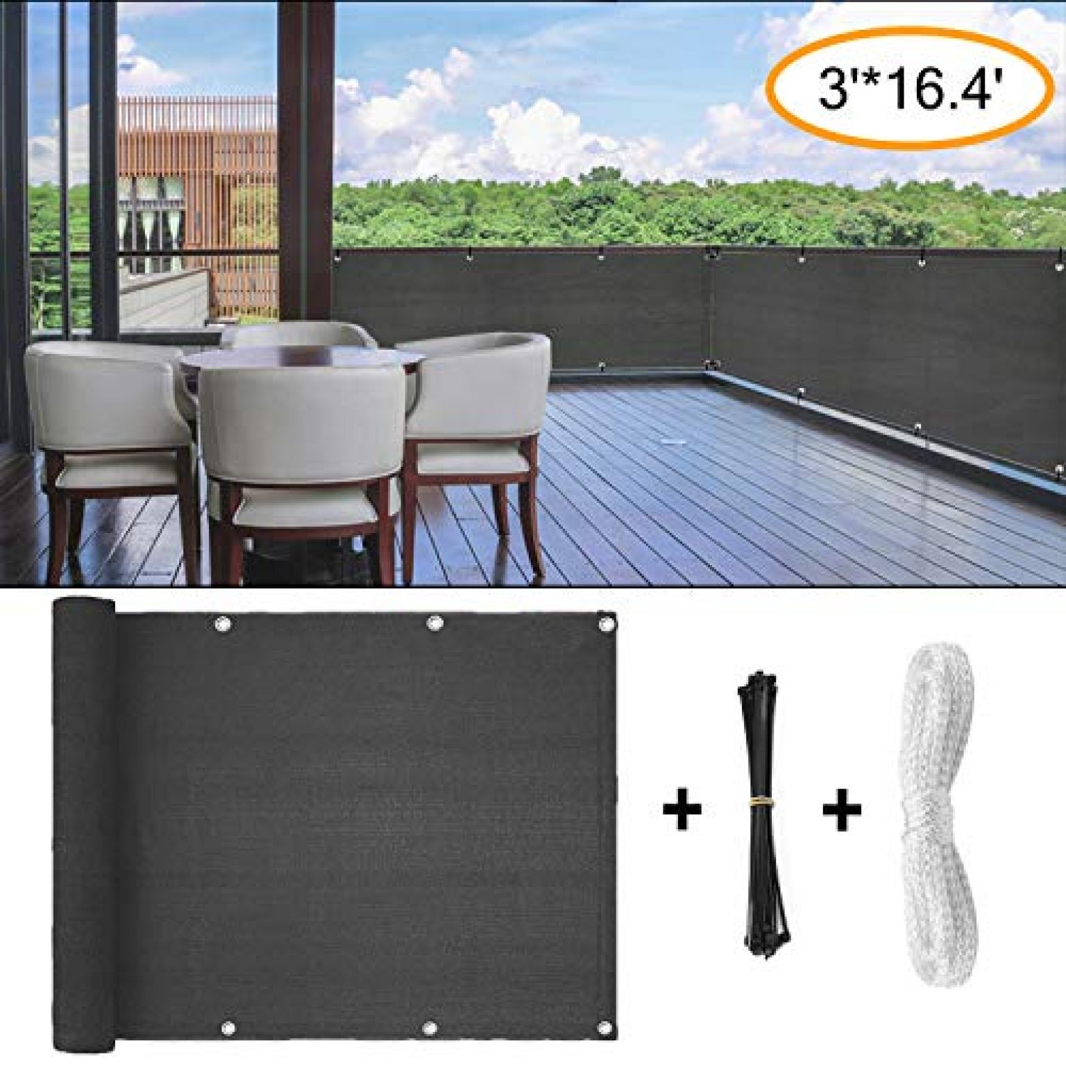 Amogo Balcony Privacy Screen, Fence Mesh for Patio Balcony Windscreen ...