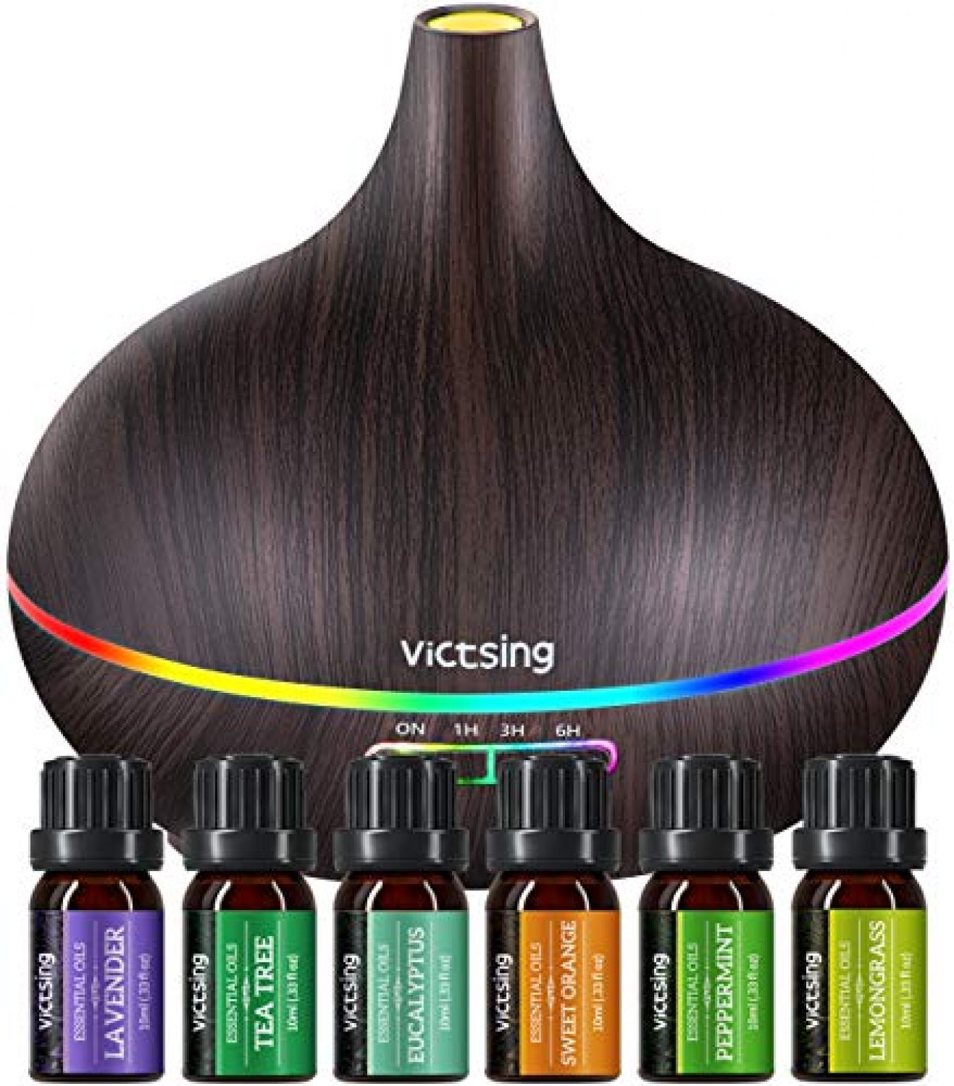 VicTsing by Homasy 500ML Essential Oil Diffusers Set with Oils, Black ...