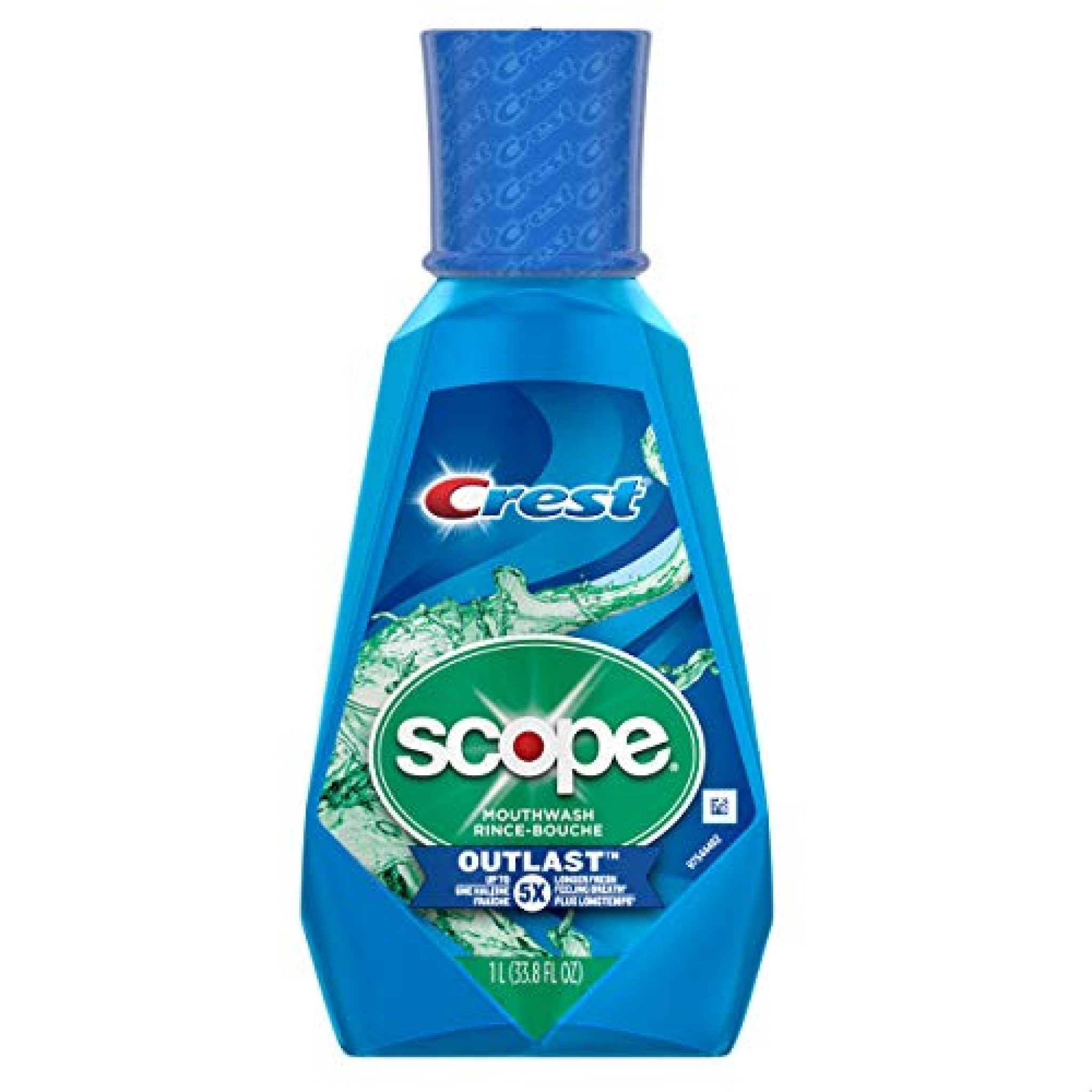 Crest Scope Outlast Mouthwash for Fresh Breath, Peppermint, 1 Litre