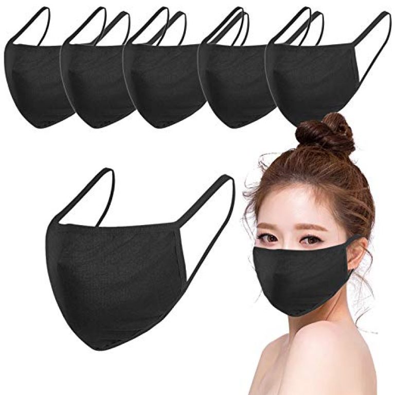 6 Pack Reusable Cotton Face Masks, Black — Deals from SaveaLoonie!