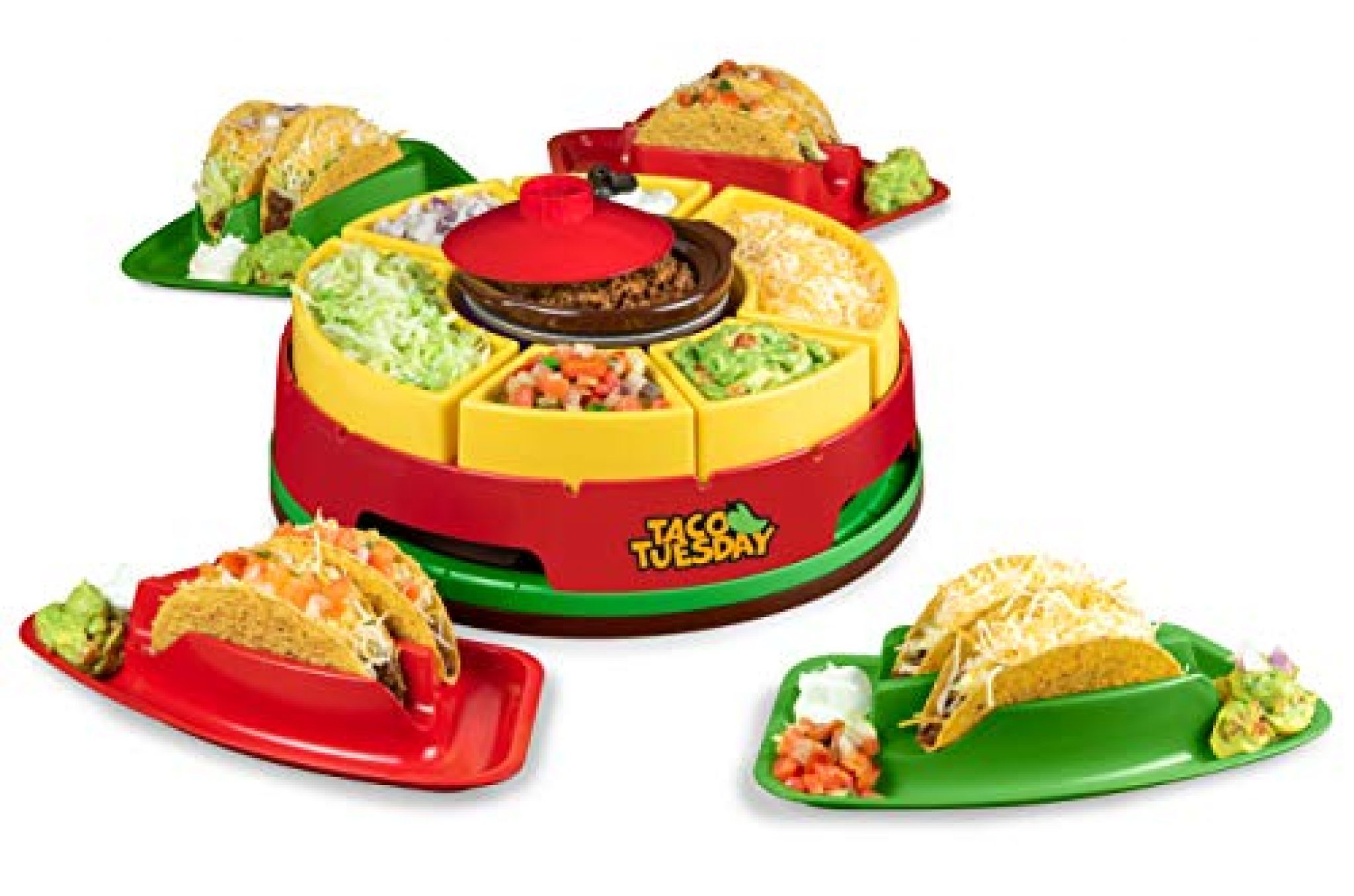 Nostalgia Taco Tuesday Heated Lazy Susan Topping Bar with Taco Holders ...