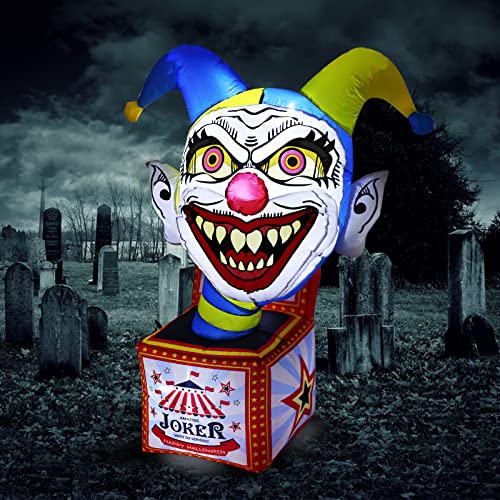 WBHome 4 Ft Halloween Inflatable Outdoor Circus Clown Box Outdoor ...