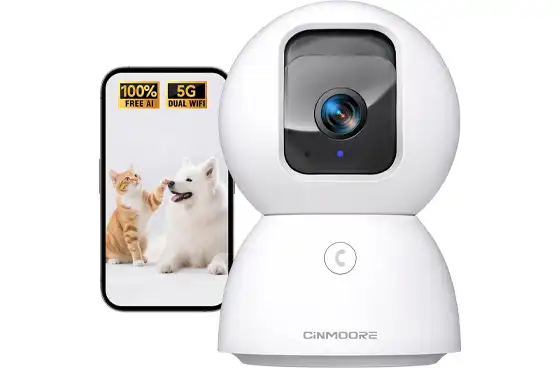 CINMOORE 5G Security Camera Indoor w/Lifetime Free AI Detections & Face ...